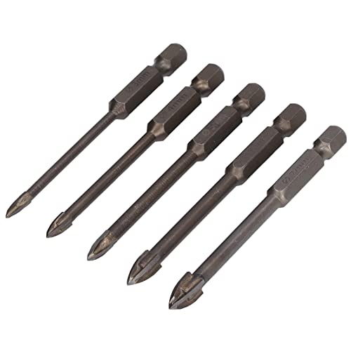 Walfront 5Pcs Masonry Drill Bits Set Carbide 1/4in Hex Shank Cross Spear Head Drills Bits Concrete Hole Opener for Metal Plastic Tile Cement Drilling Tool 3 4 5 6 7mm, Hole Saw