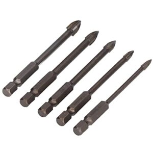 Walfront 5Pcs Masonry Drill Bits Set Carbide 1/4in Hex Shank Cross Spear Head Drills Bits Concrete Hole Opener for Metal Plastic Tile Cement Drilling Tool 3 4 5 6 7mm, Hole Saw