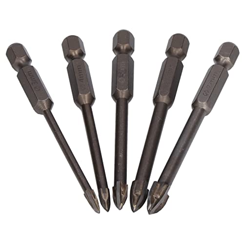 Walfront 5Pcs Masonry Drill Bits Set Carbide 1/4in Hex Shank Cross Spear Head Drills Bits Concrete Hole Opener for Metal Plastic Tile Cement Drilling Tool 3 4 5 6 7mm, Hole Saw