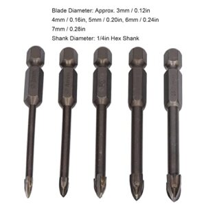 Walfront 5Pcs Masonry Drill Bits Set Carbide 1/4in Hex Shank Cross Spear Head Drills Bits Concrete Hole Opener for Metal Plastic Tile Cement Drilling Tool 3 4 5 6 7mm, Hole Saw