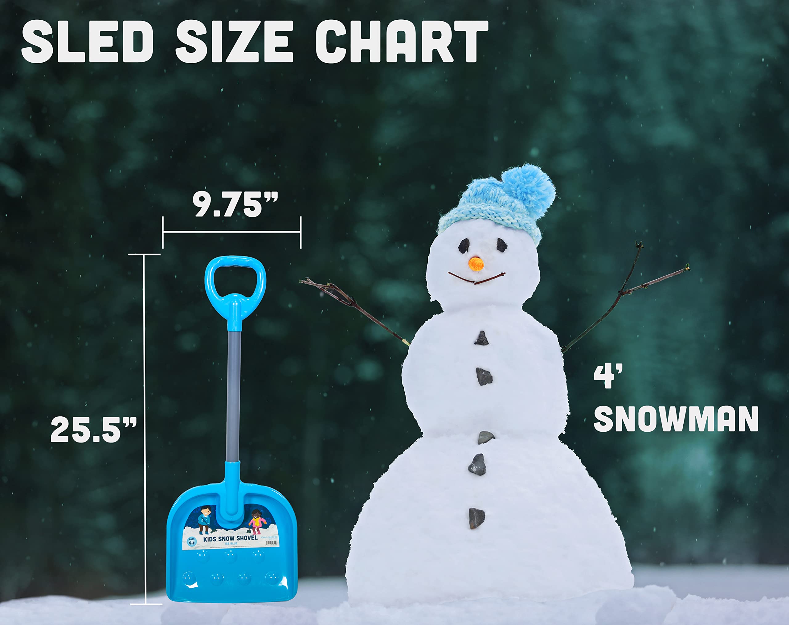 Avalanche Brands | Children's Snow Shovel | Ice Blue | Safe for All Ages