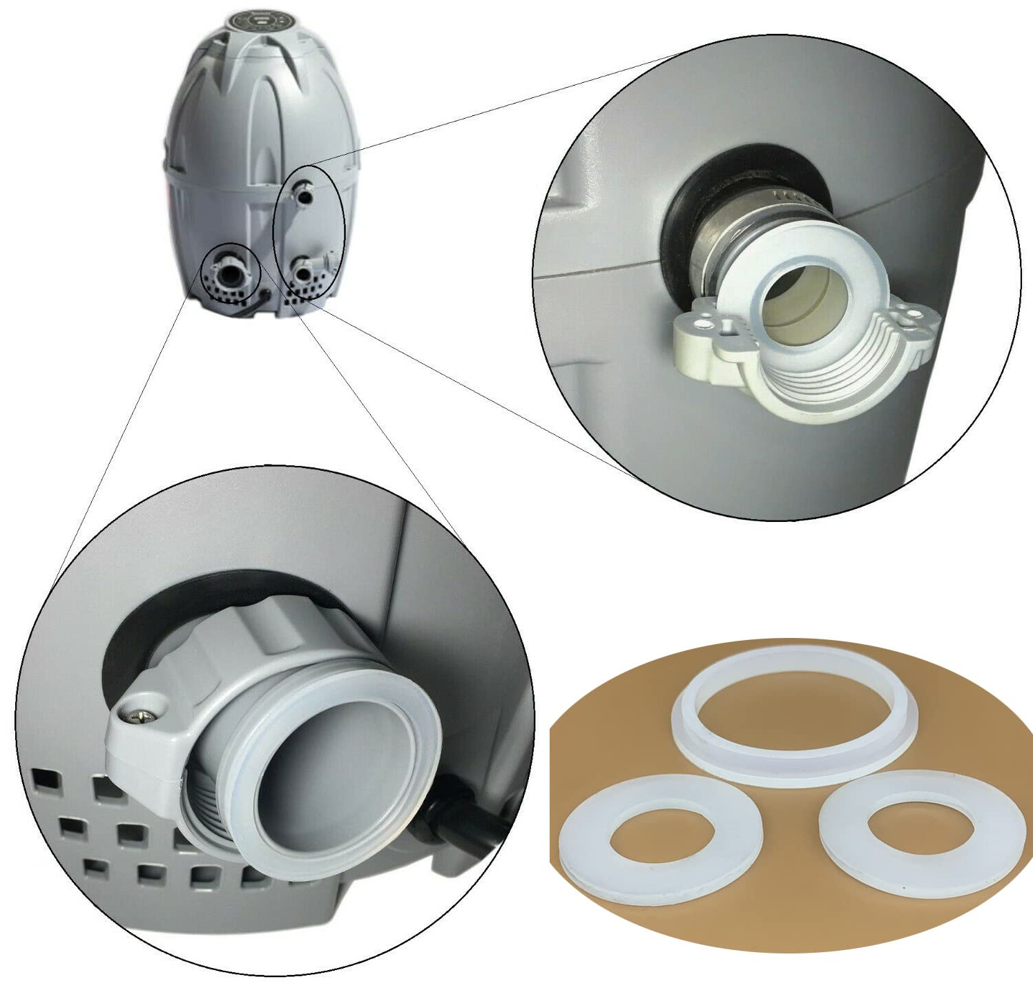 RTPOWER Fits Coleman, Lay-Z-spa ，A and B/C Connector Seals Gaskets(1 A + 2 B/C)