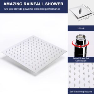 Shower Head Combo with 11'' Extension Arm，High Pressure Rain Shower Head with Handheld Shower Spray and Holder/ 1.5M Hose，Dual Rainfall Showerhead Set，Chrome (10 Inch)