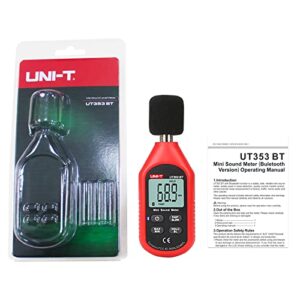 UNI-T Decibel Meter UT353BT, Digital Sound Level Meter 30-130dB Audio Noise Volume Measure Device Free App for iOS/Android, Max/Min Fast/Slow Data Hold LCD Backlit Auto Shutdown