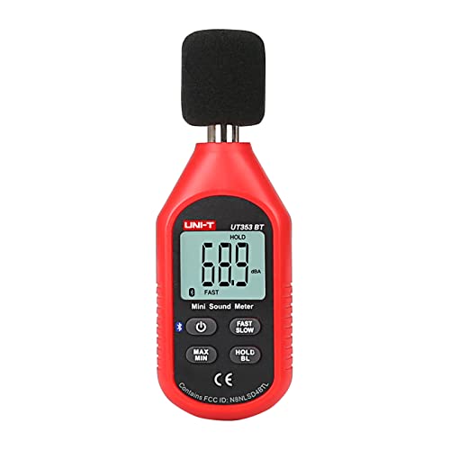 UNI-T Decibel Meter UT353BT, Digital Sound Level Meter 30-130dB Audio Noise Volume Measure Device Free App for iOS/Android, Max/Min Fast/Slow Data Hold LCD Backlit Auto Shutdown