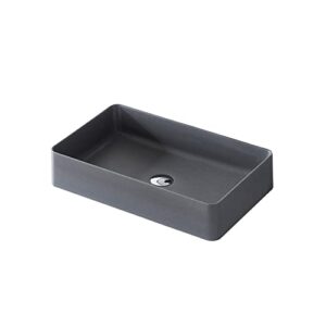 Cpingao Bathroom Vessel Sink Quartz Stone Vanity Sink Above Counter Bathroom Sink for Cabinet, Lavatory, Hotel Art Basin, Home Washing Basin with Pop Up Drain, Solid Surface Material in Matte Gray