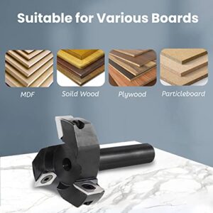 Virego CNC Spoilboard Surfacing Router Bit, 1/2" Shank 2" Cutting Diameter, Slab Flattening Router Bit Planing Bit, 3 Additional Replaceable Carbide Inserts