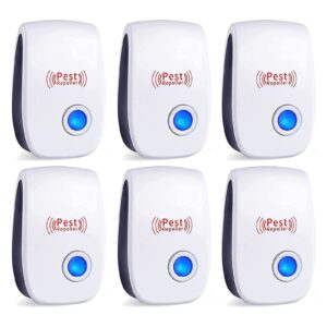 xven ultrasonic pe st repeller-6 pack,for living room, garage, warehouse, office, hotel (white)