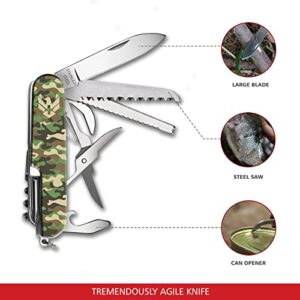 Swiss Eagle Commando Multi-Tool Army Knife - Packs 12 Tools In Your Pocket