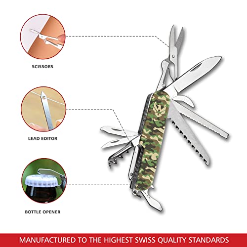 Swiss Eagle Commando Multi-Tool Army Knife - Packs 12 Tools In Your Pocket