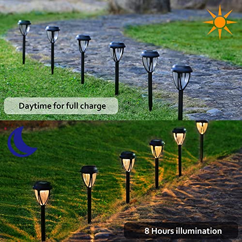 Dynaming 12 Pack Outdoor Solar Pathway Lights, Solar Powered Garden Decorative Lights, Auto On/Off & Waterproof Landscape Lighting for Lawn Patio Yard Walkway Deck Driveway, Warm White