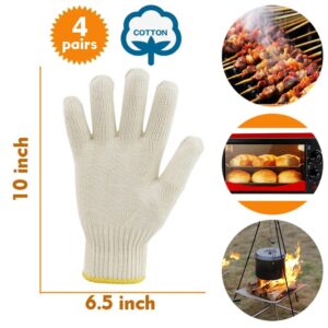 4 Pairs Oven Gloves with Fingers,Thin and Light Heat Resistant Gloves for Cooking,Cotton Heat Resistant Gloves,Baking Gloves,Insulated BBQ Gloves for Kitchen,Safety Protection Work,Housework