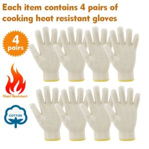 4 Pairs Oven Gloves with Fingers,Thin and Light Heat Resistant Gloves for Cooking,Cotton Heat Resistant Gloves,Baking Gloves,Insulated BBQ Gloves for Kitchen,Safety Protection Work,Housework