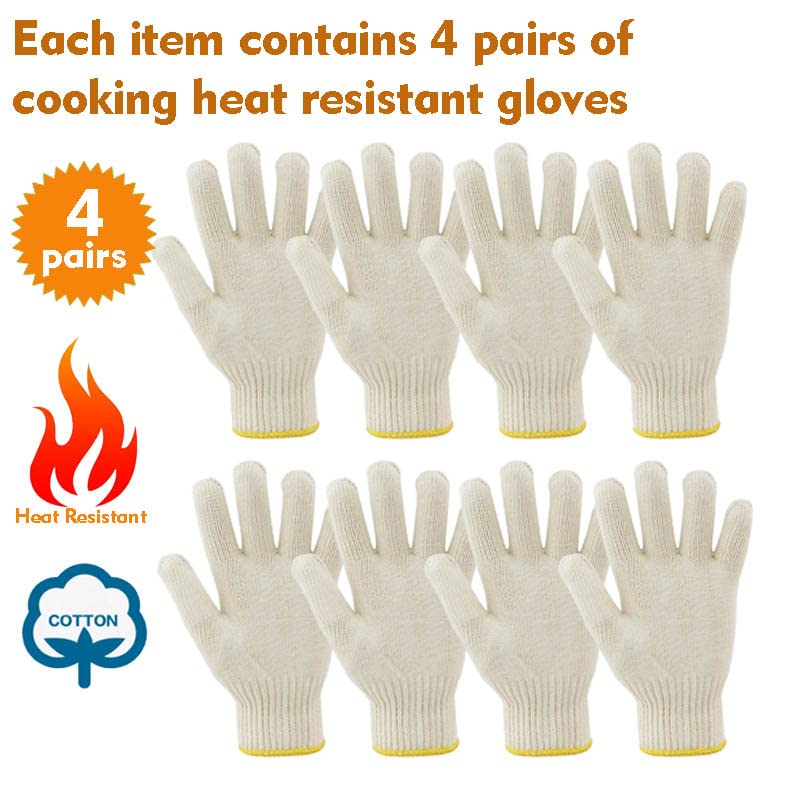 4 Pairs Oven Gloves with Fingers,Thin and Light Heat Resistant Gloves for Cooking,Cotton Heat Resistant Gloves,Baking Gloves,Insulated BBQ Gloves for Kitchen,Safety Protection Work,Housework