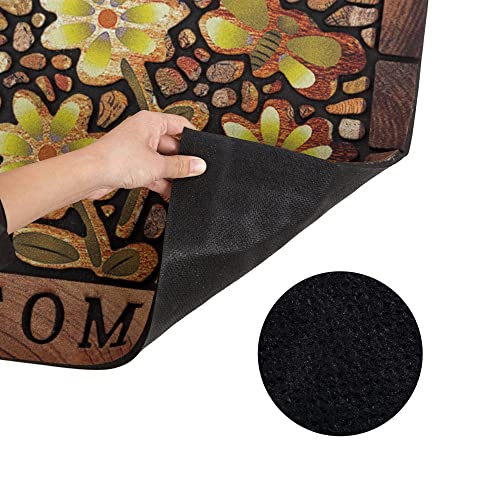 Durable Welcome Mat Outdoor,17x30 Inch Heavy Duty Non-Slip Rubber Front Door Mat Outside Door Mat Entrance Rug,Apply to Home High Traffic Area,Porch, Patio, Farmhouse，Entryway Floor Mats