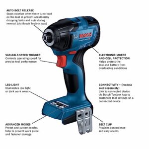 BOSCH GDR18V-1860CN 18V Brushless Connected-Ready 1/4 In. Hex Impact Driver (Bare Tool)