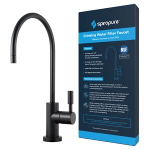 spiropure nsf-certified lead-free air gap ro faucet, matte black/oil rubbed bronze, reverse osmosis replacement water filter faucet, 3 line filtered faucet, sp-fc100-bk