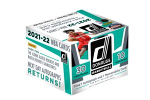 2021-22 panini donruss basketball hobby box (10 packs/30 cards: 1 auto, 1 mem)