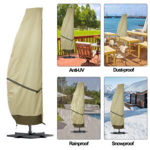 Outdoor Patio Banana Umbrella 600D Waterproof Cover for 9-13 FT Offset Cantilever Banana Umbrella (Beige)