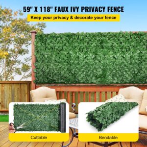 VEVOR Artificial Ivy Privacy Fence Screen, 59"x118" Ivy Fence, PP Faux Ivy Leaf Artificial Hedges Fence, Faux Greenery Outdoor Privacy Panel Decoration for Garden, Decor, Balcony, Patio, Indoor