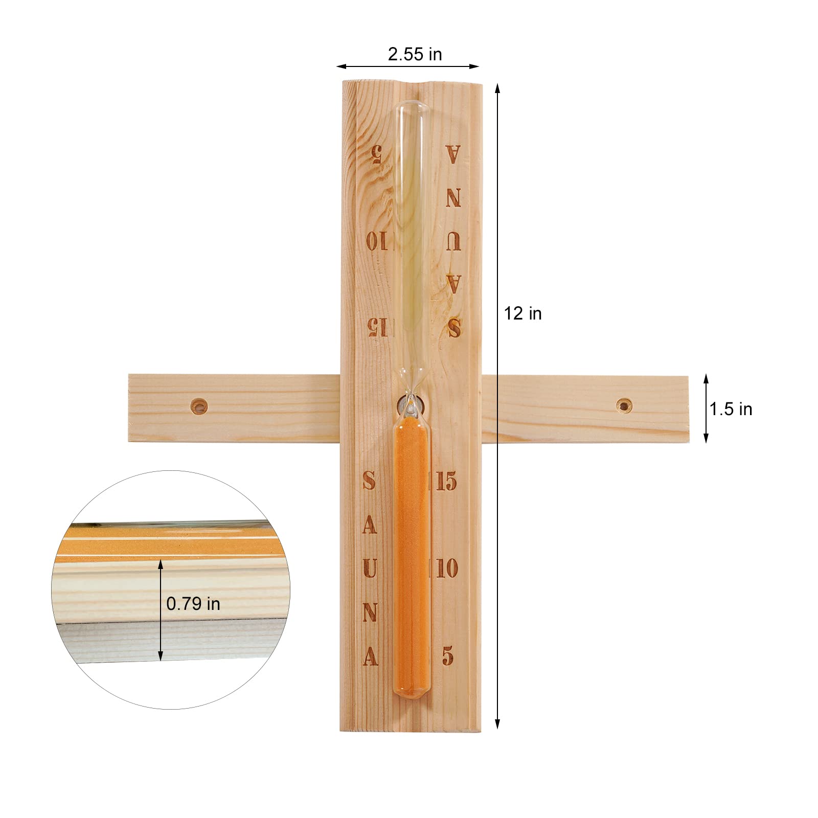 amocane Sauna 15 Minute Hourglass Sand Timer, Sauna Accessories Wooden Rotatable Timer for Infrared & Steam & Barrel Sauna (Hemlock Wood)