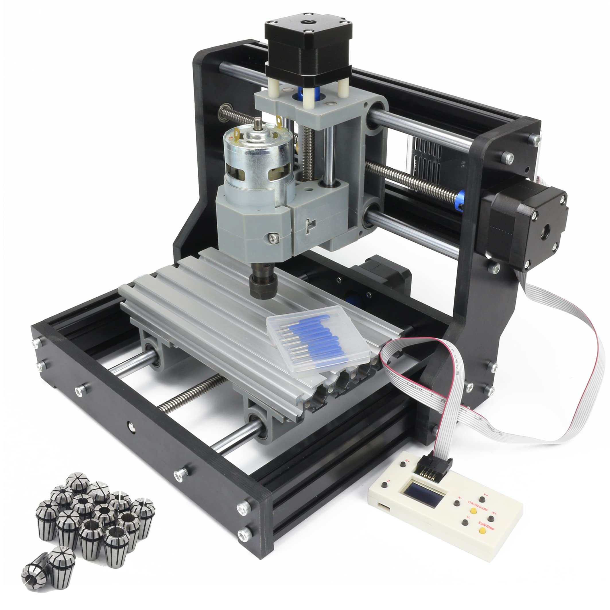 RATTMMOTOR CNC 1610 PRO 3 Axis GRBL Control DIY Mini CNC Router Machine Kit with Offline Controller and 14pcs ER11 Collets CNC Engraving Milling Machine for Cutting Wood Plastic Acrylic PVC PCB