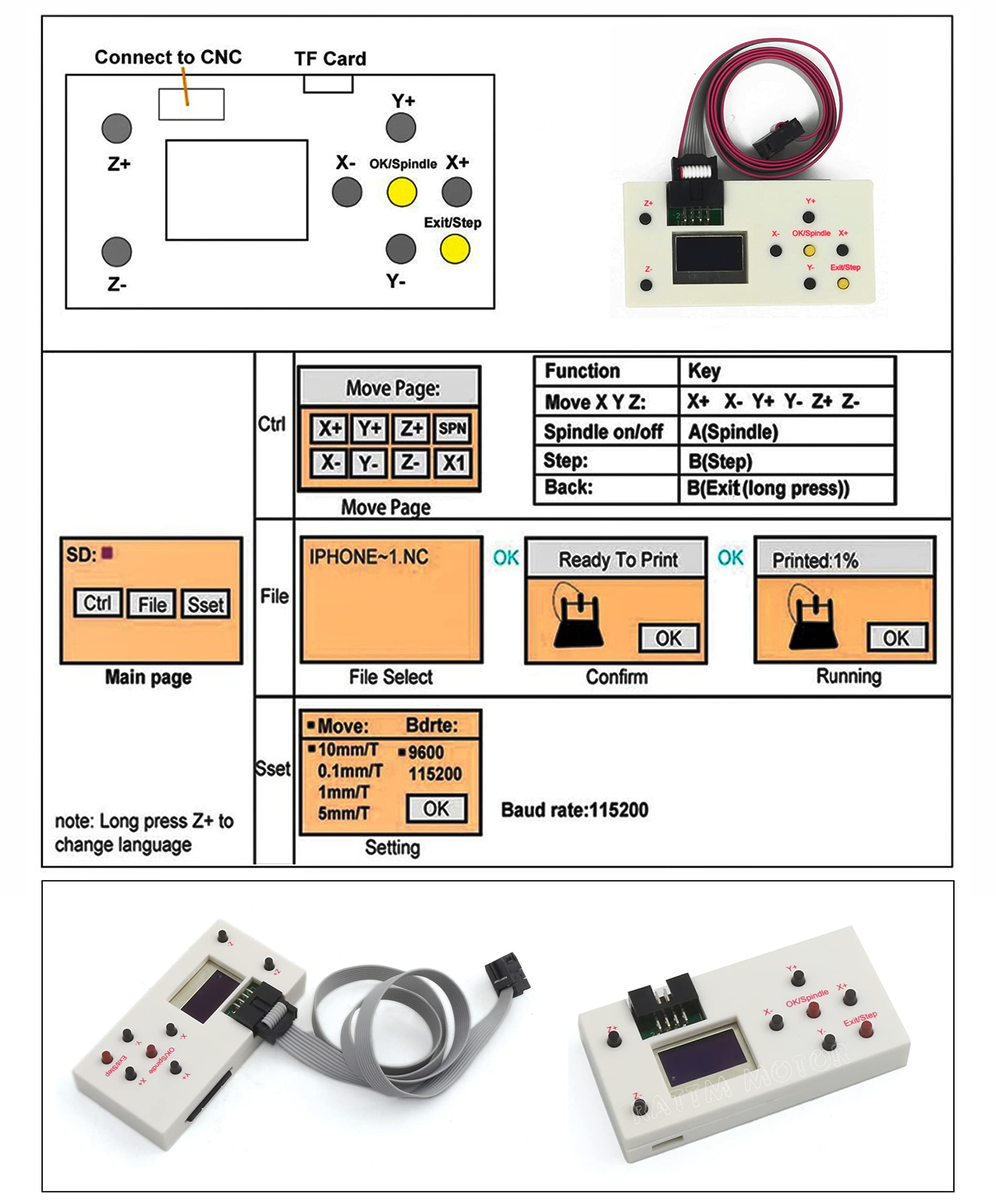 RATTMMOTOR CNC 1610 PRO 3 Axis GRBL Control DIY Mini CNC Router Machine Kit with Offline Controller and 14pcs ER11 Collets CNC Engraving Milling Machine for Cutting Wood Plastic Acrylic PVC PCB