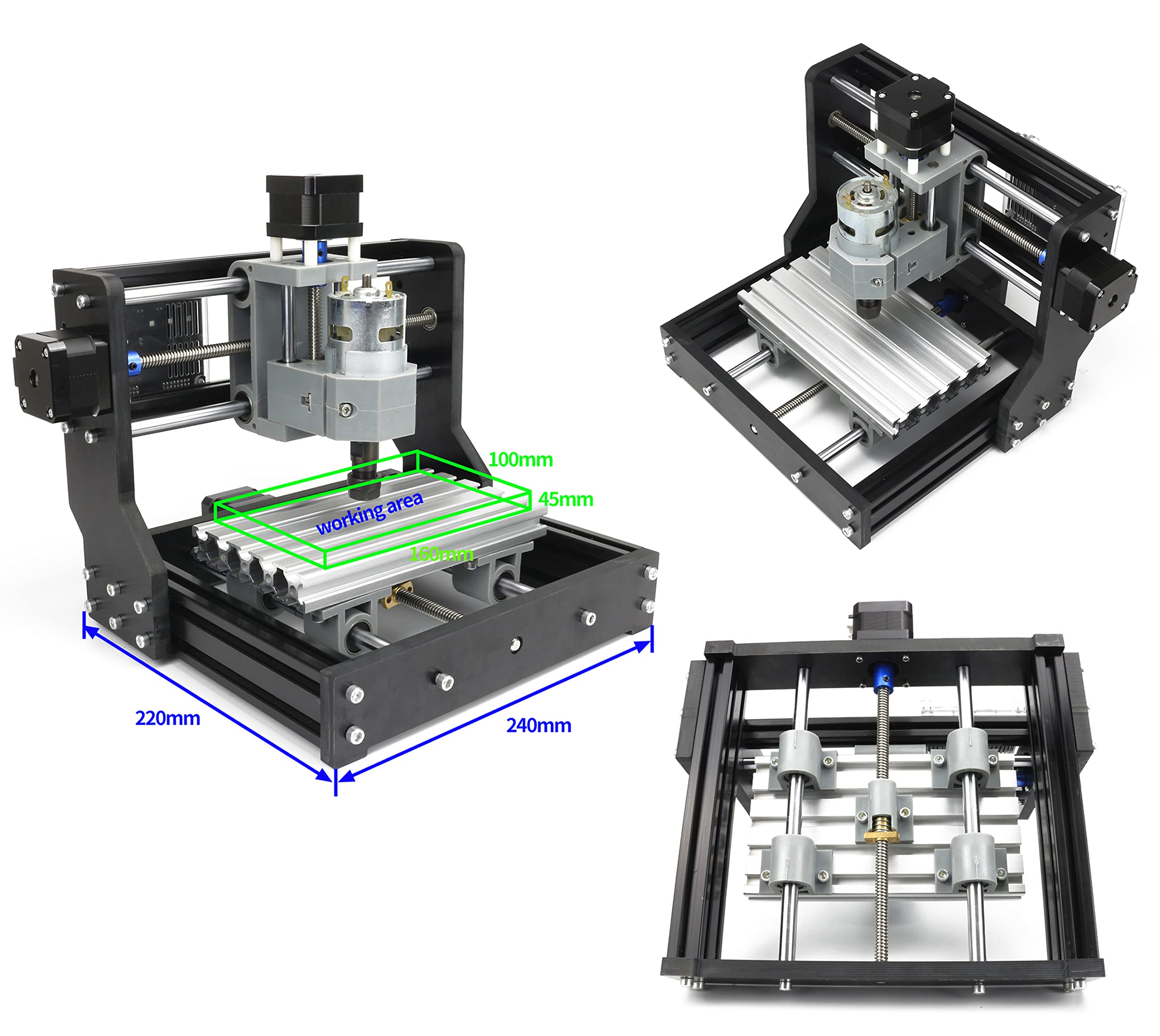 RATTMMOTOR CNC 1610 PRO 3 Axis GRBL Control DIY Mini CNC Router Machine Kit with Offline Controller and 14pcs ER11 Collets CNC Engraving Milling Machine for Cutting Wood Plastic Acrylic PVC PCB