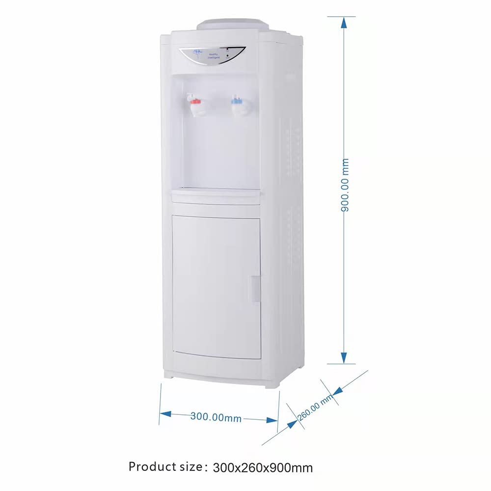 RICA-J Top Loading Water Cooler Dispenser, 5 Gallon Hot & Cold Water Dispenser with Child Safety Lock, Built-in Storage Cabinet Freestanding Water Cooler for Home Office, White (RJ06VWD02B)