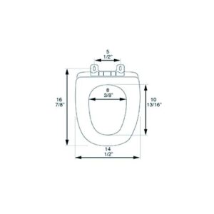 Bath Décor 1Q1R9-00 Styled for Eljer New Emblem Square Front Design Toilet Seat with Vari-Adjust Lok-Down Heavy Duty Hinge, Round, White