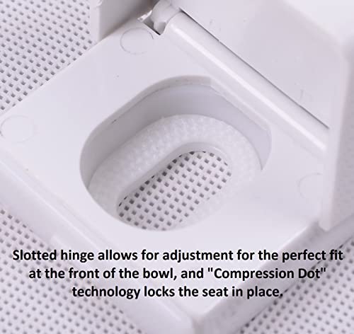 Bath Décor 1Q1R9-00 Styled for Eljer New Emblem Square Front Design Toilet Seat with Vari-Adjust Lok-Down Heavy Duty Hinge, Round, White