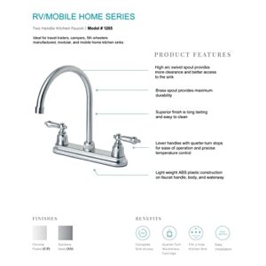 Laguna Brass 1205SS RV Mobile Home Non-Metallic High Arc Swivel Kitchen Sink Faucet Brushed Nickel Finish