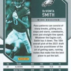 2021 Panini Absolute Retail #107 DeVonta Smith RC Rookie Card Philadelphia Eagles Official NFL Football Trading Card in Raw (NM or Better) Condition