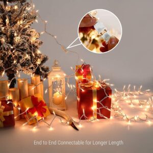 ODEETRONIC Incandescent Christmas Lights, 21.63ft 100 Count Clear Christmas Mini Lights Connectable, 120V UL Certified Indoor Warm White String Lights for Bedroom Party Patio Outside Decor, White Wire