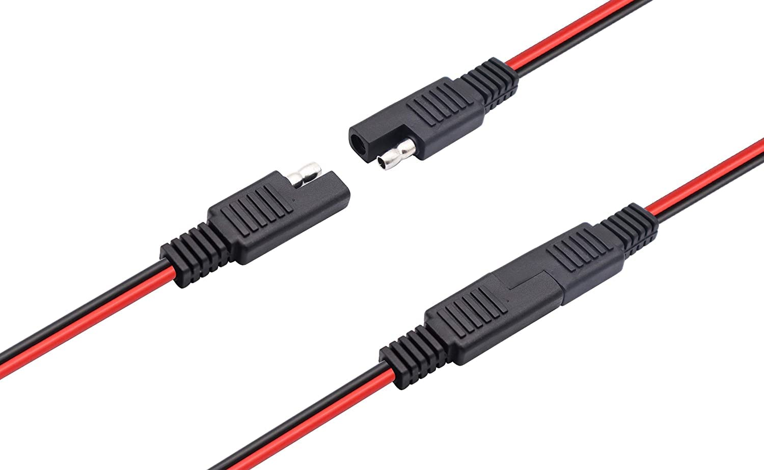 ZUYOOK 18AWG SAE Y Splitter Adapter Cable SAE Y Splitter 1 to 2 SAE Extension Cable SAE DC Power Automotive Connector Cable for Solar Panel and DC Power Supply Connector Cable 12inch/30cm (2PACK)