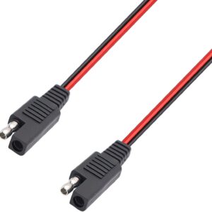 ZUYOOK 18AWG SAE Y Splitter Adapter Cable SAE Y Splitter 1 to 2 SAE Extension Cable SAE DC Power Automotive Connector Cable for Solar Panel and DC Power Supply Connector Cable 12inch/30cm (2PACK)