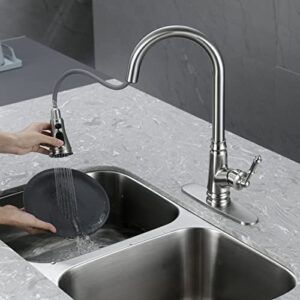 Touchless Kitchen Faucet with Pull Down Sprayer, Automatic Motion Sensor Hands-Free Kitchen Sink Faucet, Brushed Nickel