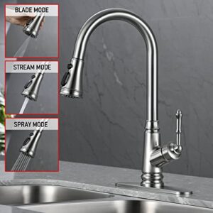 Touchless Kitchen Faucet with Pull Down Sprayer, Automatic Motion Sensor Hands-Free Kitchen Sink Faucet, Brushed Nickel