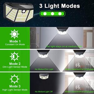 Solar Outdoor Lights, 310 LED Solar Motion Lights Outdoor IP65 Waterproof, 270 Degree Wide Angle 3 Optional Modes Solar LED Security Light for Garage Backyard Deck Steps Fence Driveway Porch Shed