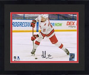 framed andrei svechnikov carolina hurricanes autographed 8" x 10" white shooting photograph - autographed nhl photos