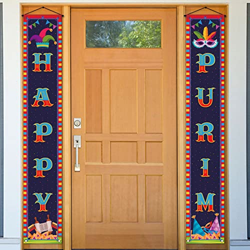 Happy Purim Front Door Banner Jewish Pesach Indoor Outdoor Church Porch Wall Yard Mantle Fireplace Decoration