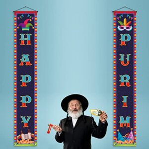 Happy Purim Front Door Banner Jewish Pesach Indoor Outdoor Church Porch Wall Yard Mantle Fireplace Decoration