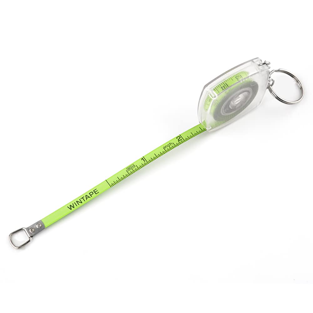 WIN TAPE 6FT 2M Mini Steel Tape Measure Transparent Plastic Shell with Keychain Functional Mini Retractable Measuring Tape Keychain