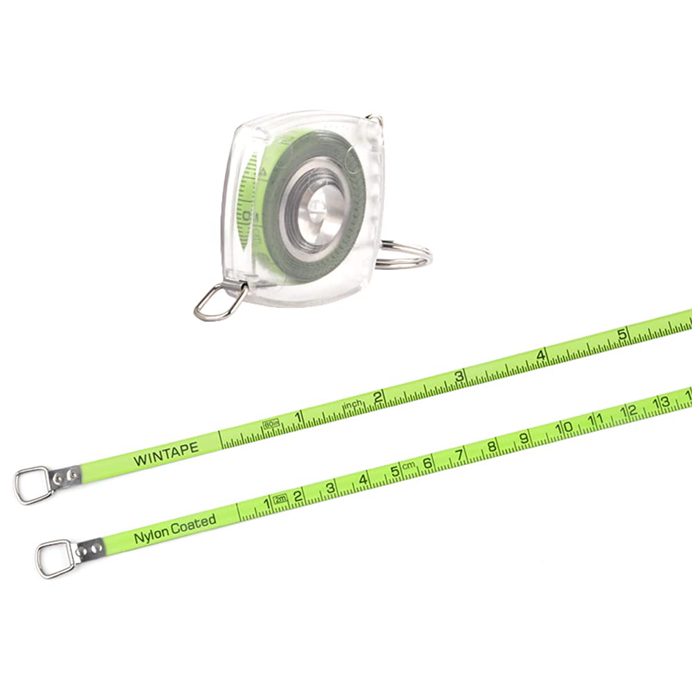 WIN TAPE 6FT 2M Mini Steel Tape Measure Transparent Plastic Shell with Keychain Functional Mini Retractable Measuring Tape Keychain