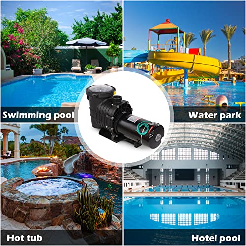 Pool Pump Inground, 2HP 6825GPH Swimming Pool Pump, 110/220V Dual Voltage Inground/Above Ground Pool Pump, Self Primming Pool Pump with Strainer Basket, 1.25" and 1.5" Pipe Fitting