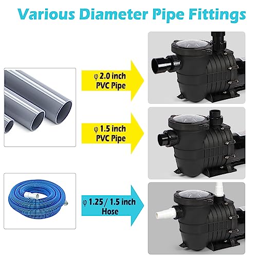 Pool Pump Inground, 2HP 6825GPH Swimming Pool Pump, 110/220V Dual Voltage Inground/Above Ground Pool Pump, Self Primming Pool Pump with Strainer Basket, 1.25" and 1.5" Pipe Fitting