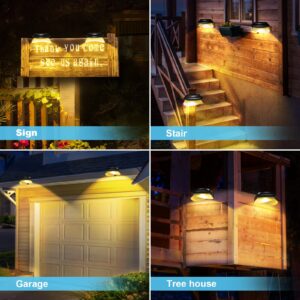 KINKAI Solar Fence Lights 6pcs - Solar Outdoor Waterproof Lights with 9 LED, Solar Gutter Lights for Garden Eaves Garage Patio Deck Sign Porch Driveway Yard Backyard Decor - Warm White Light