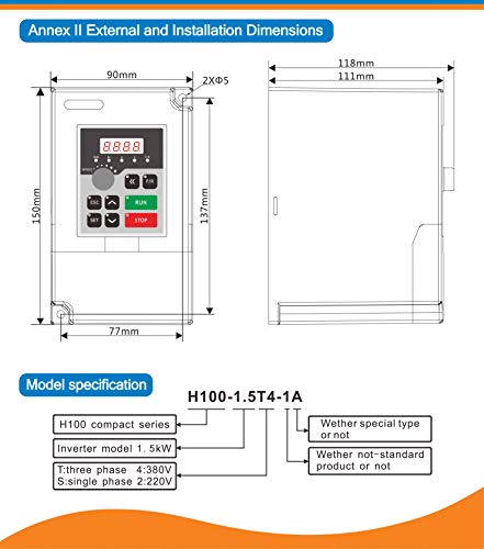 RATTMMOTOR CNC Spindle Motor Kit 220V, 2.2KW Air Cooled Spindle Motor Square Spindle Motor ER20+2.2KW VFD Inverter 220V Variable Frequency Drive Single to 3 Phase Converter for CNC Router Machine