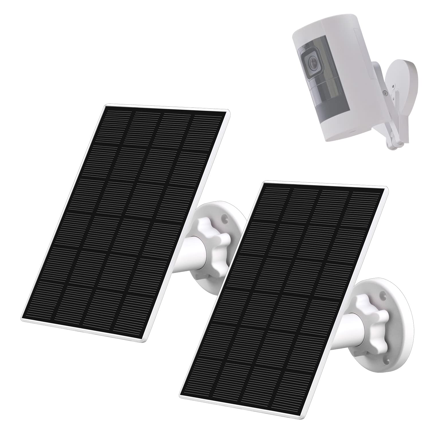 PowGrow Solar Panel for Ring Camera, Solar Panel Compatible with Ring Spotlight Cam Battery and Ring Stick Up Cam Battery, Solar Panel with 5V 3.5W Continuously Charging, 2-Pack(Camera Not Included)