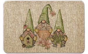 gagec spring door mat gnomes flower holiday doomat entrance rug farmhouse home kitchen decoration bathroom floor ffront door mat outdoor 17 x 27 inch